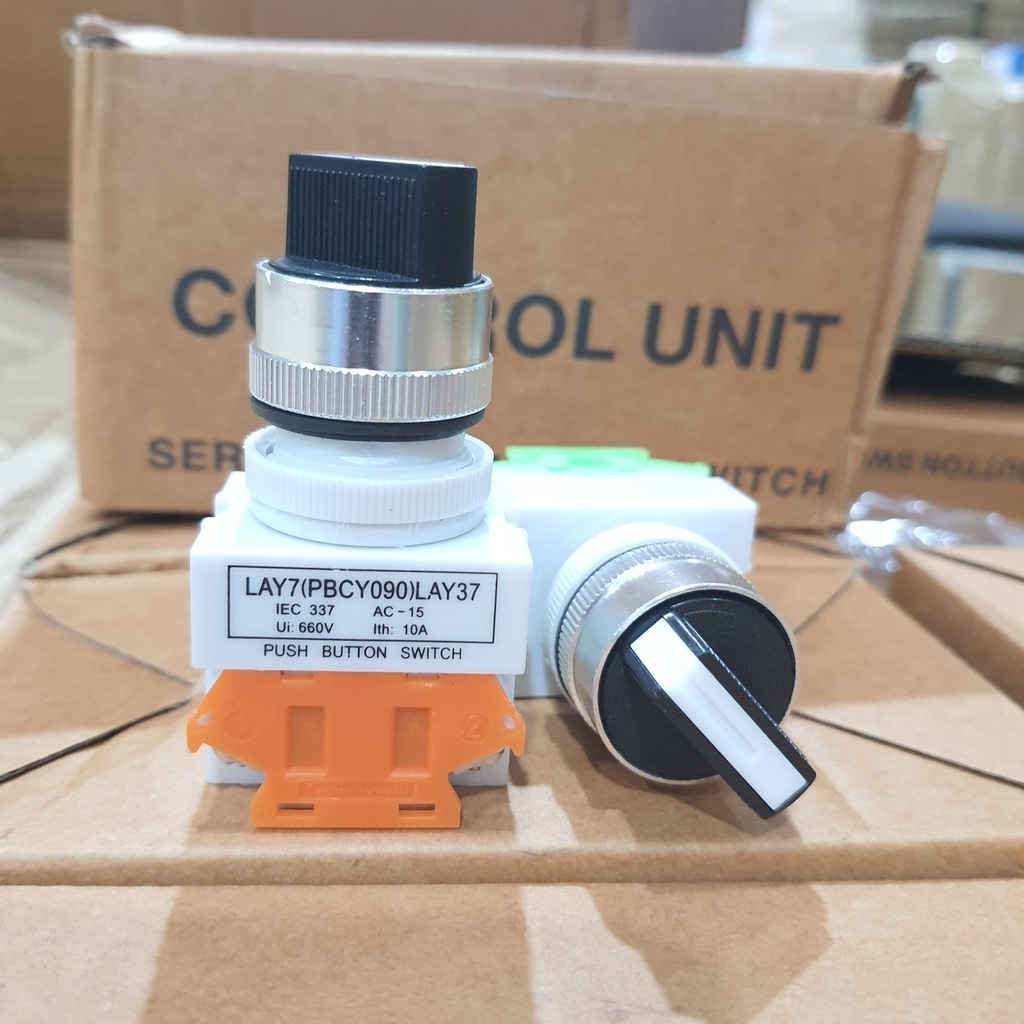 Công tắc xoay 2 vị trí LAY37 phi 22mm 660V 10A LOẠI 1 NÚT XOÁY BẰNG NHÔM ALUMINUM siêu bền ...