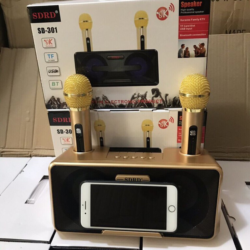 Loa Karaoke Bluetooth SDRD - SD301 KÈM 2 MIC | Shopee Việt Nam