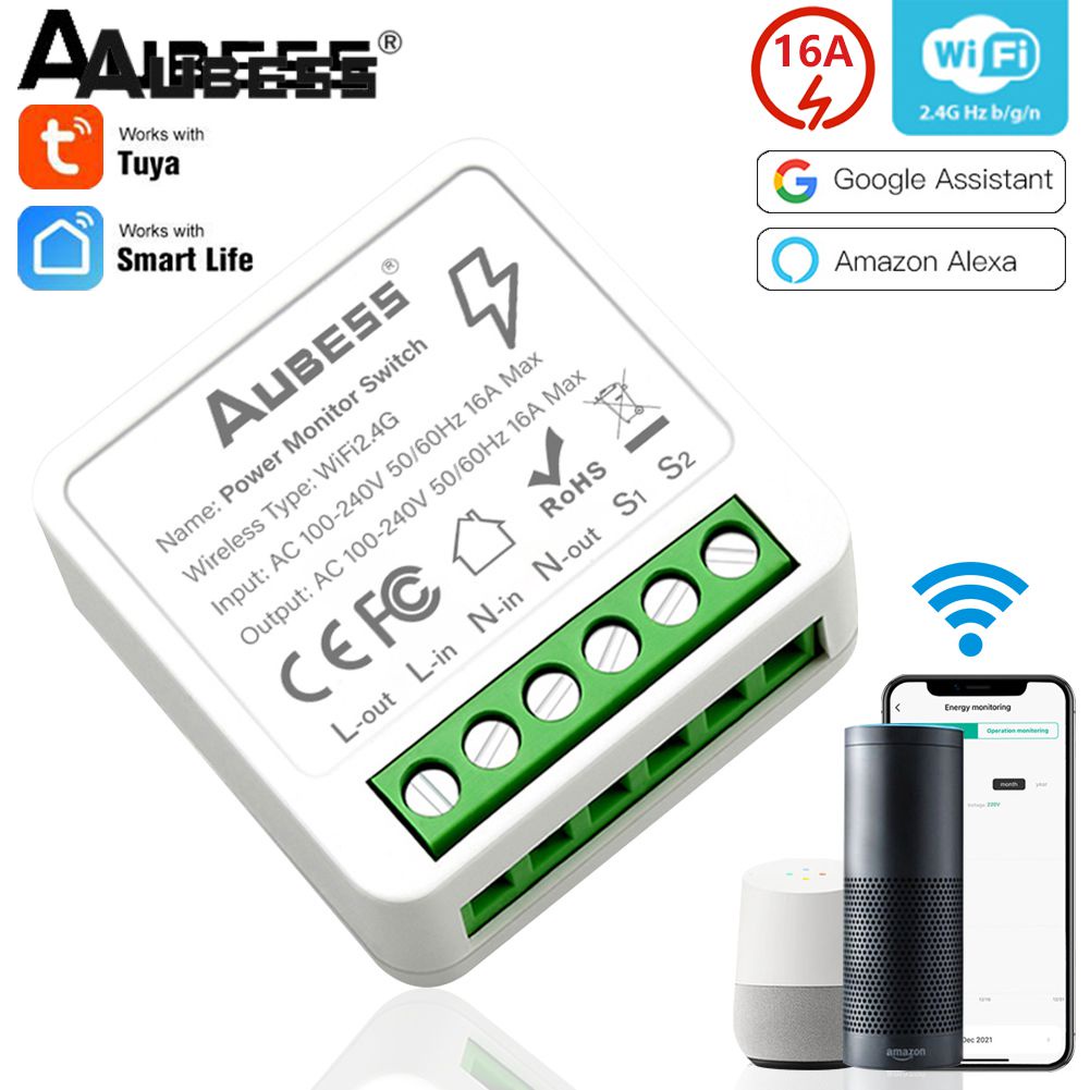 Aubess Aubess Tuya Wifi Mini Mô-đun công tắc giám sát năng lượng thông minh 16a Hỗ trợ hẹn giờ ...
