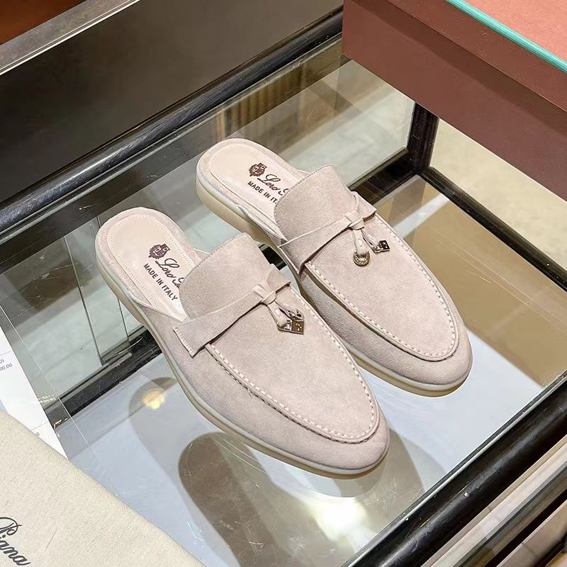 New ladies da thật toe-covered slippers flat loafers slip-on lazy ...