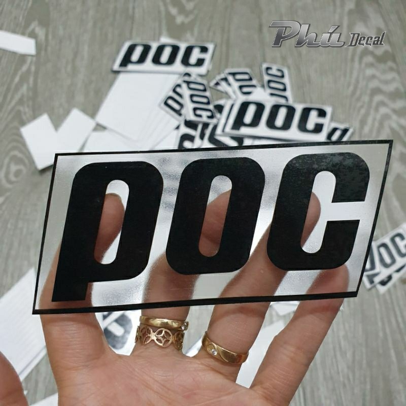 1 Tem decal Lột Logo chữ POC dán nón bảo hiểm phản quang và thường màu ...