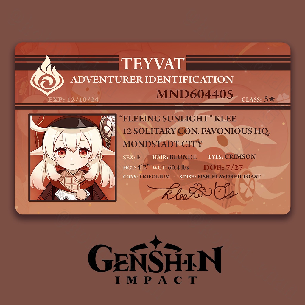 Card Bo Góc Genshin Impact ID Card [ Venti Mona Kaeya Razor Klee ...