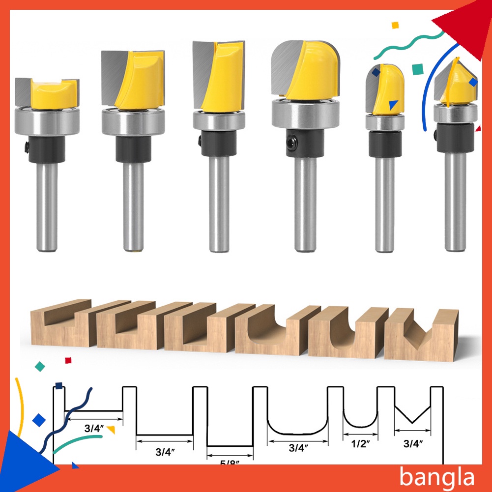 Set 1 / 6 Mũi Phay Router 6mm Cắt Gỗ | Shopee Việt Nam