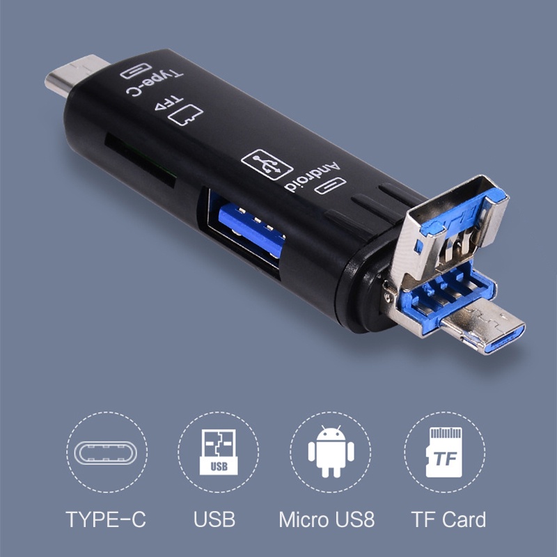 Đầu Đọc Thẻ Nhớ OTG USB 2.0 / Type-C / Micro USB / TF Đa Năng 5 Trong 1 | Shopee Việt Nam