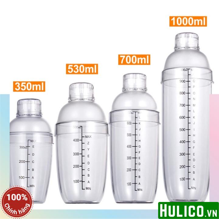Bình lắc - Shaker nhựa trong suốt trong pha chế - Dung tích (350ml, 530ml, 700ml, 1000ml ...