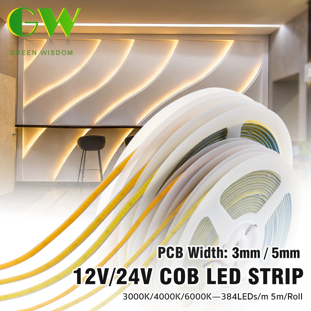 Cuộn Dây Đèn LED COB DC12V 24V 384LEDs Dài 3mm 5mm Siêu Sáng | Shopee Việt Nam