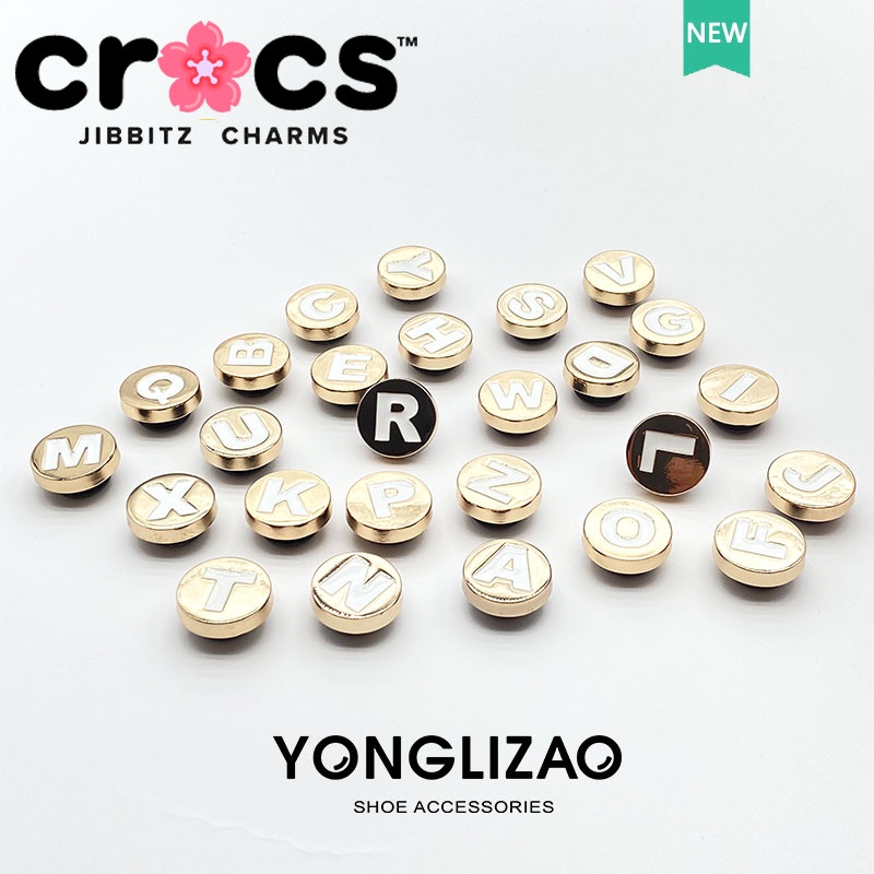 Charm cross jibbitz Khóa Kim Loại Khắc Chữ Cái Tiếng Anh Màu Vàng Trang ...