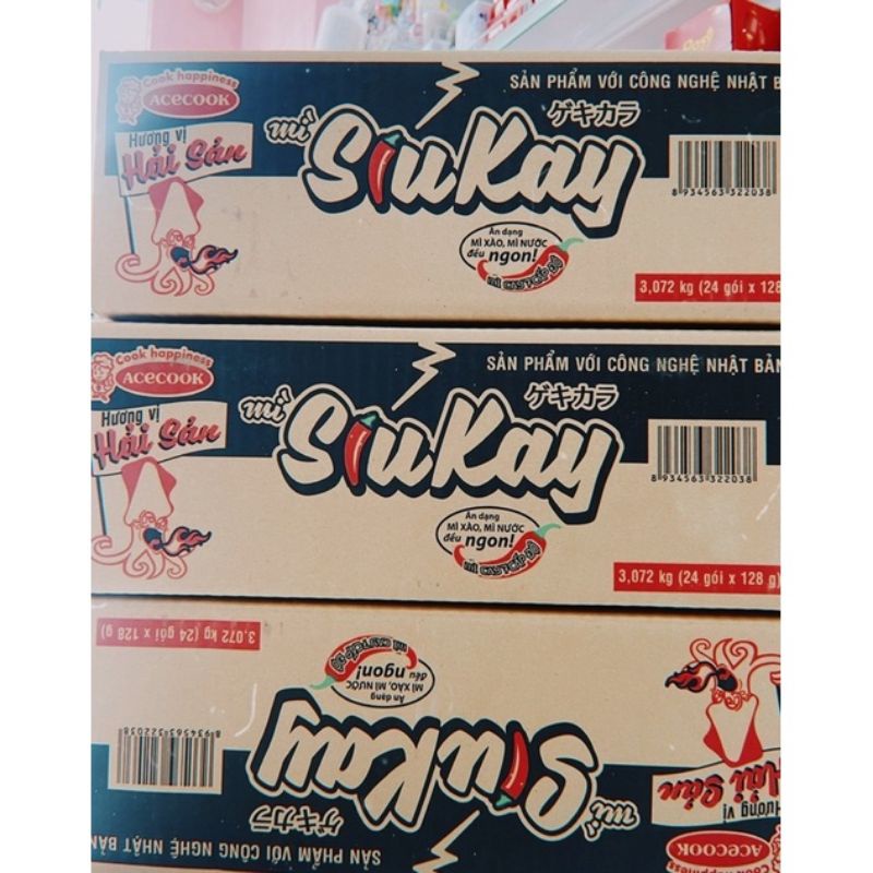 Thùng Mì SiuKay Vị Bò- Hải Sản 24g x127g. ACECOOK Siêu cay DATE MỚI ...