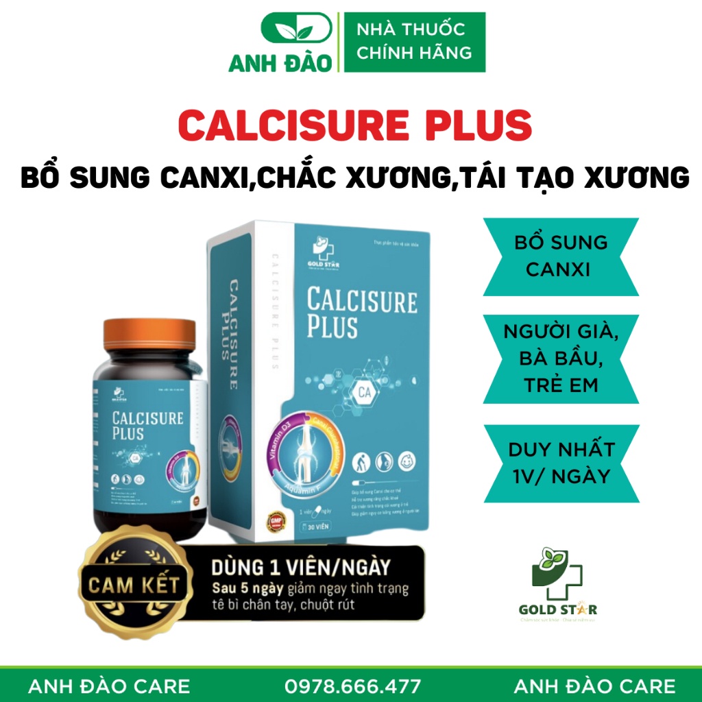 Calcisure Plus Gold Star Viên Uống Bổ Sung Canxi Hữu Cơ Cho Người Gìa ...