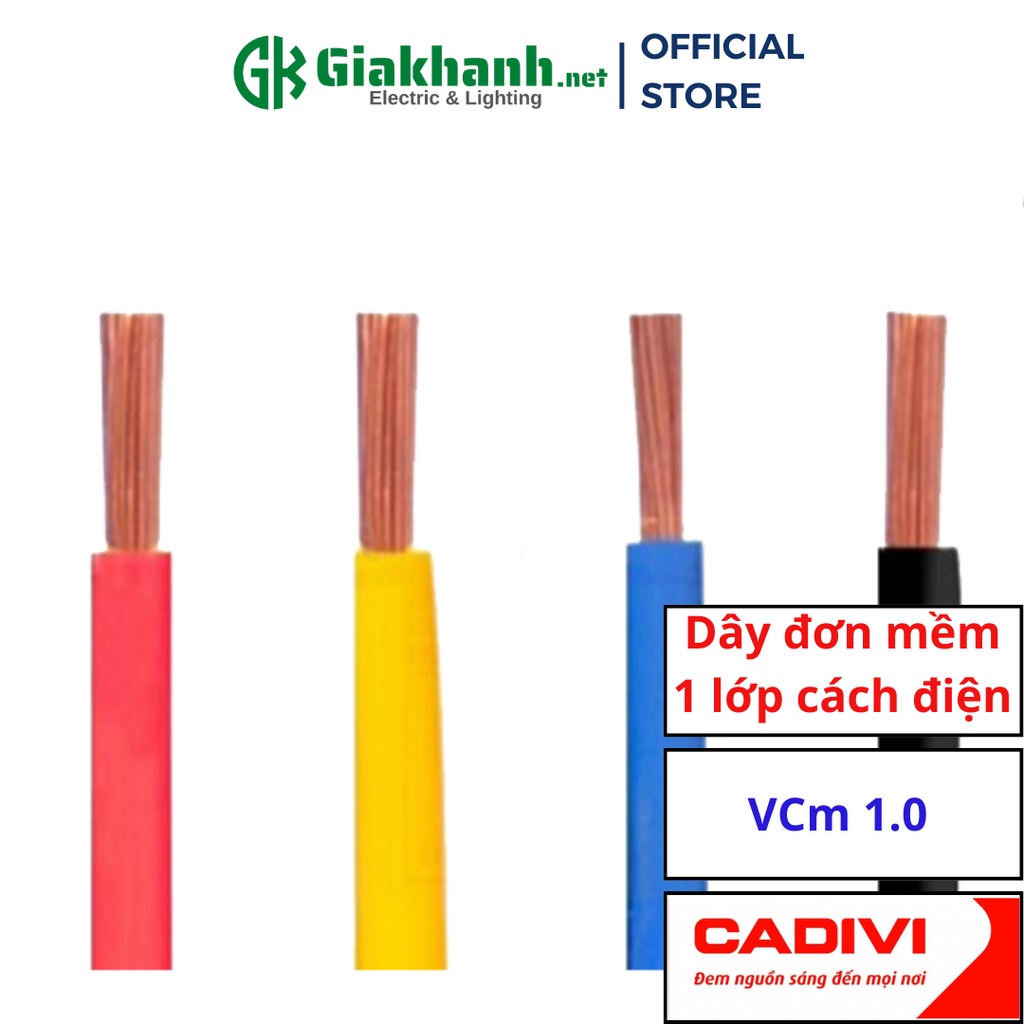 Dây Điện Đơn Mềm 1 Lõi, 1 Lớp Cách Điện Cadivi VCm 1.0mm2 300/500V ...
