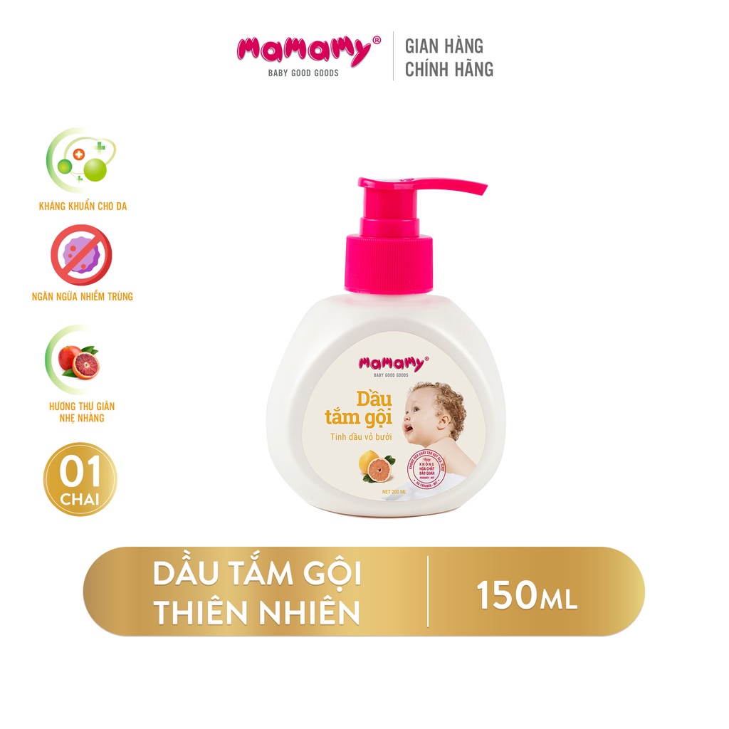 Dầu tắm gội Mamamy 150ml tinh dầu vỏ bưởi | Shopee Việt Nam