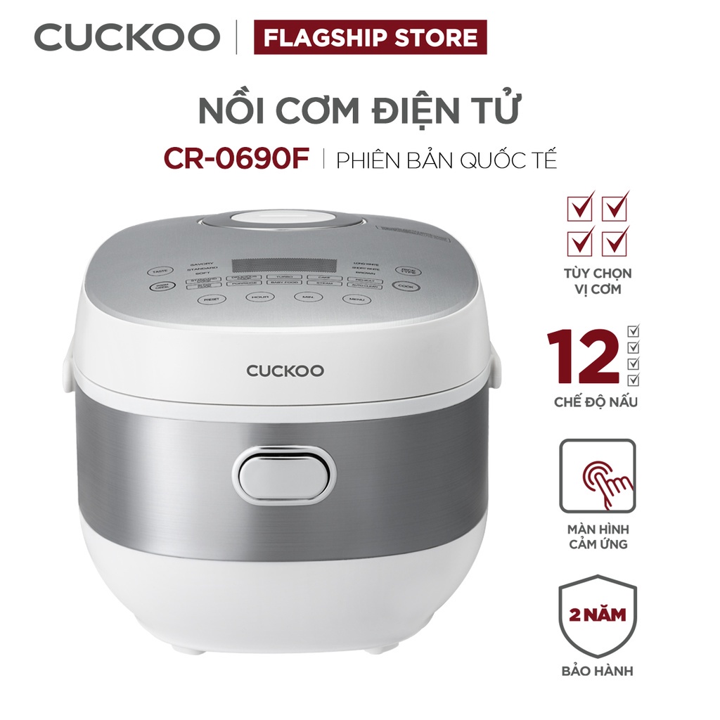 Nồi cơm điện tử Cuckoo 1.08L CR-0690F nhiều chế độ nấu, lòng nồi chống ...