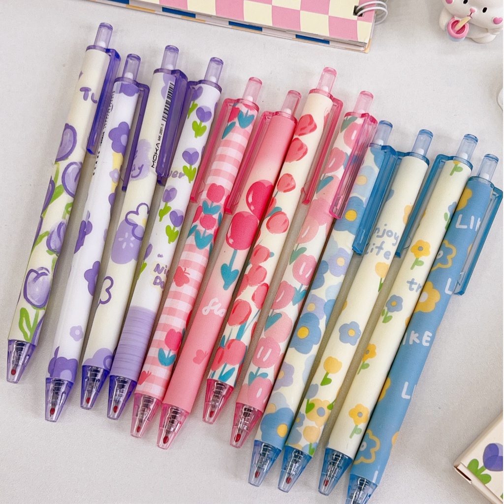 MEOWU Set 4 Cây Viết Màu Mực Đen Hoa Tím Hộp Như Hình Dễ Thương ...