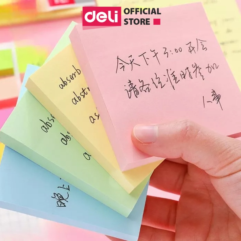 Set 100 Giấy Note Ghi Chú, Giấy Nhớ Hình Vuông Dán Vàng Deli - Giấy Nhớ ...