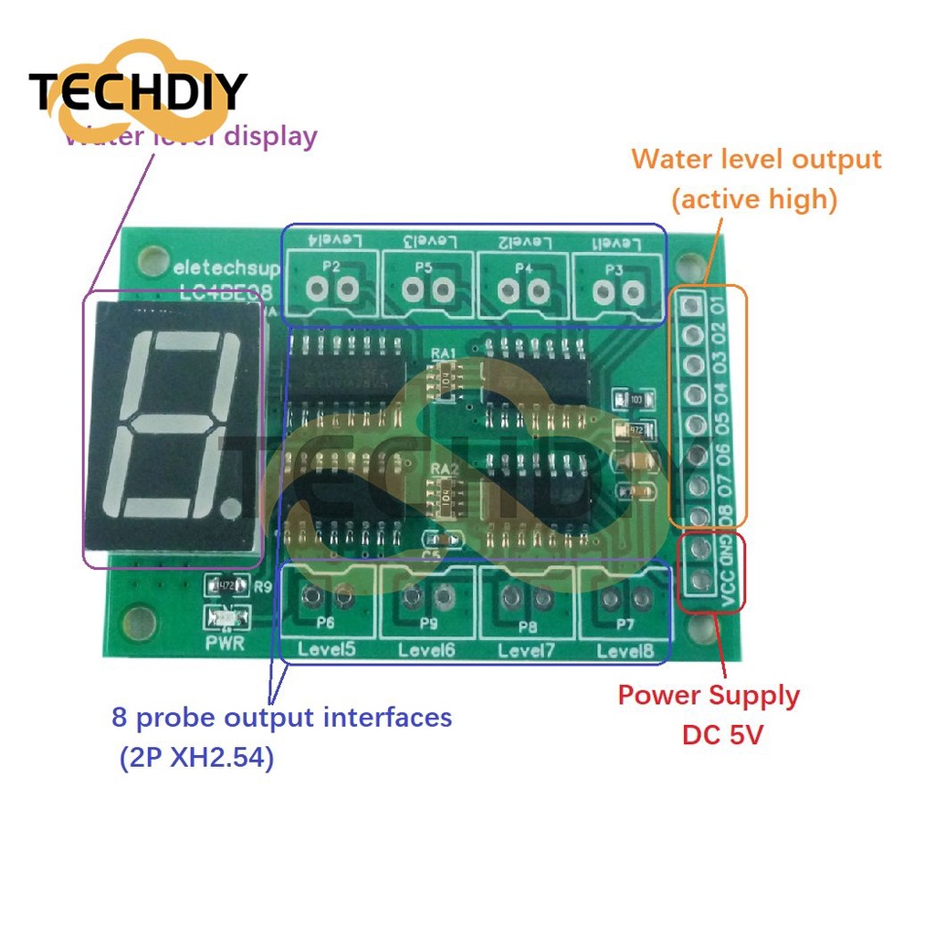 Mô-đun Cảm Biến Mực Nước DC 5V 8CH Cho Arduino UNO MEGA2560 NANO MCU ...