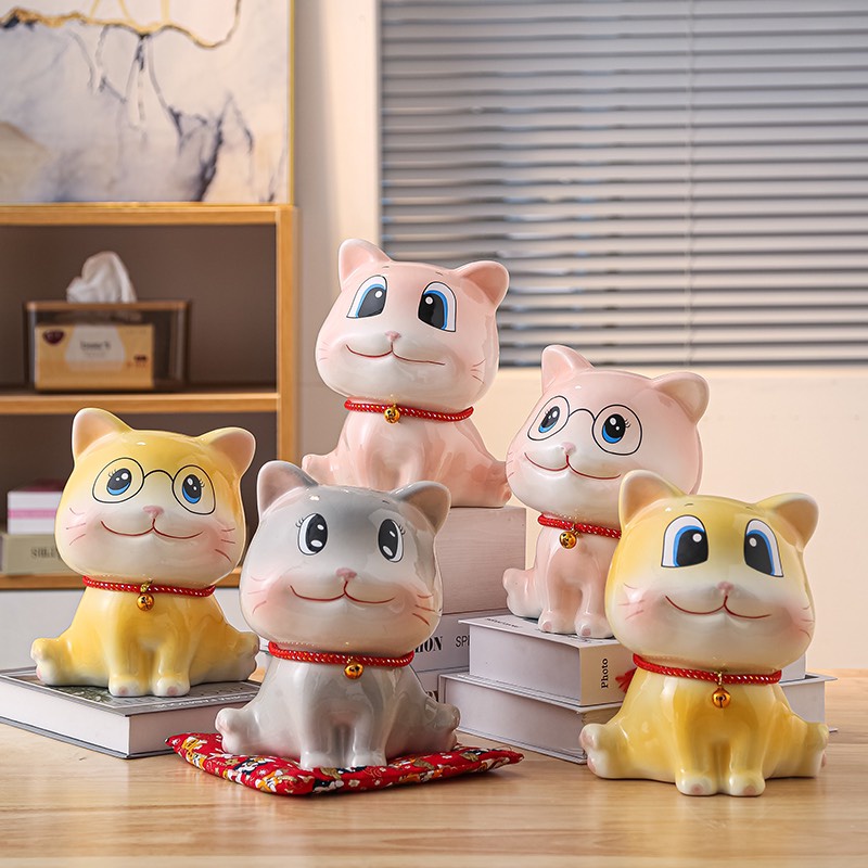 Mèo Đút Tiết Kiệm Kitty Cao 21.5cm Tặng Kèm Chuông Cổ Và Gối Đỏ ...