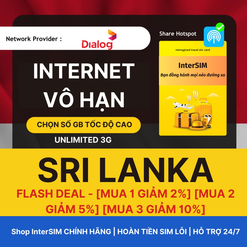 【Sim du lịch SriLanka (Sri Lanka)】【Nhà mạng DIALOG】【Internet tốc độ cao ...