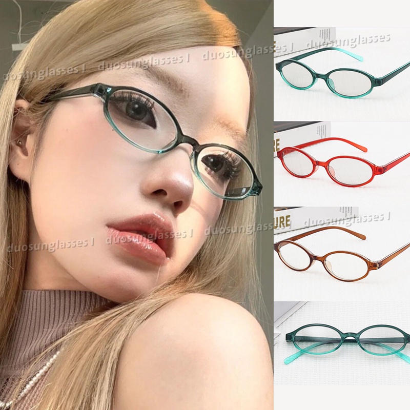 Mắt Kính Gọng Oval Nhỏ Màu Xanh Dương Gradient Phong Cách Retro Cho Nữ ...