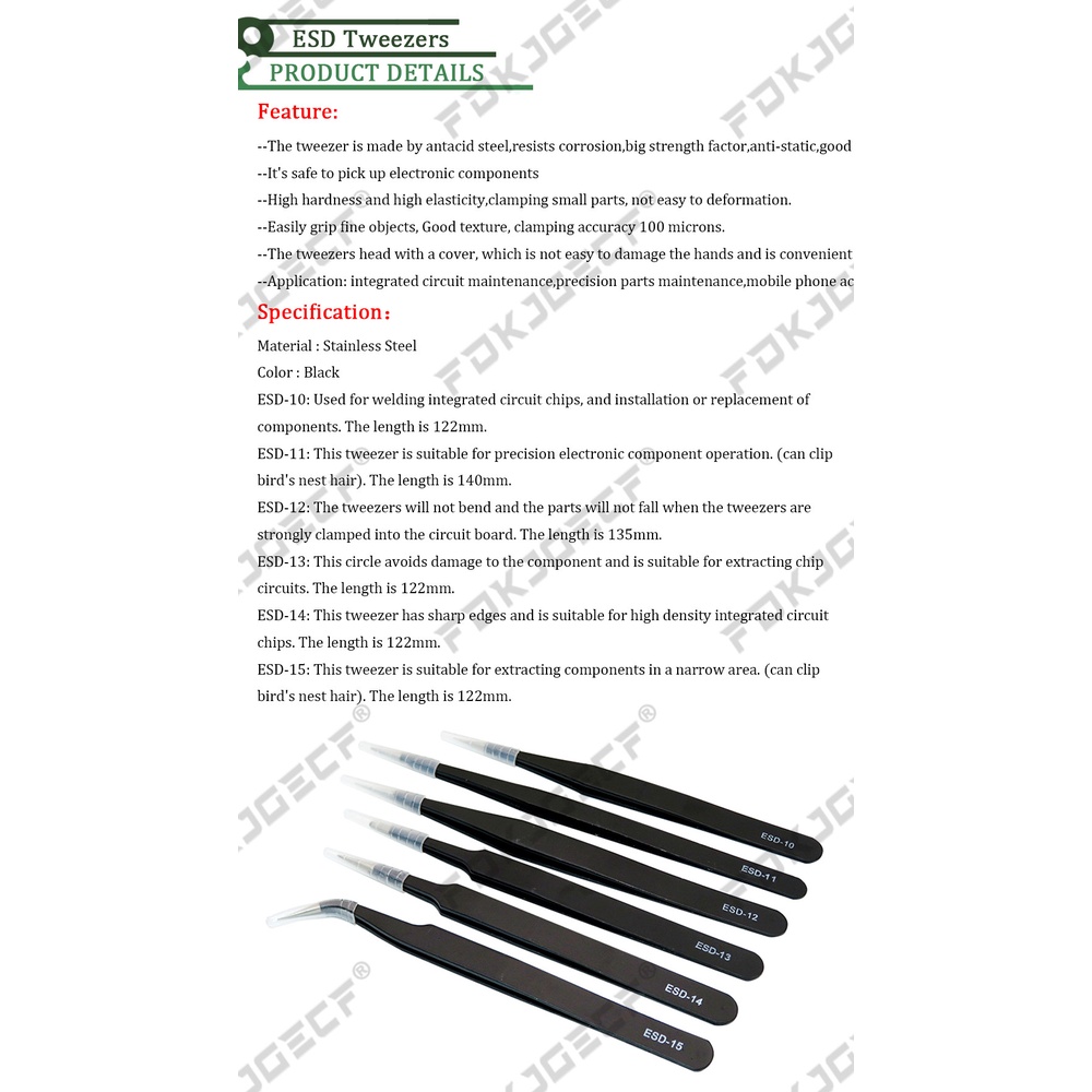 1 Nhíp Inox Chống Tĩnh Điện VETUS BGA ESD ESD-10 / ESD-11 / ESD-12 / ESD-13 / ESD-14 / ESD-15 ...