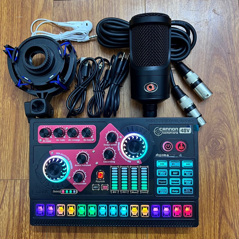 Bộ Thu Âm Livestream Mic 48V AQTA P1 + SoundCard X5 đầy đủ hiệu ứng vỗ ...