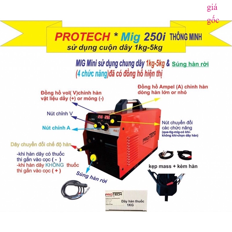 Máy Hàn Protech MIG 250i 4 chế chức năng thông minh dây rời CHÍNH HÃNG giá gốc | Shopee Việt Nam