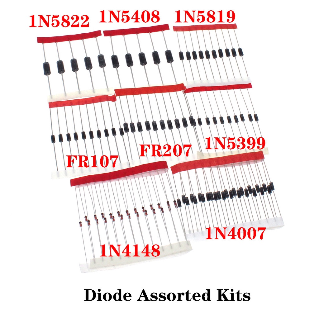1n4148 1N4007 1N5819 1N5399 1N5408 1N5822 FR107 FR207 8values = 100 Gói Linh Kiện Điện Tử, Bộ ...