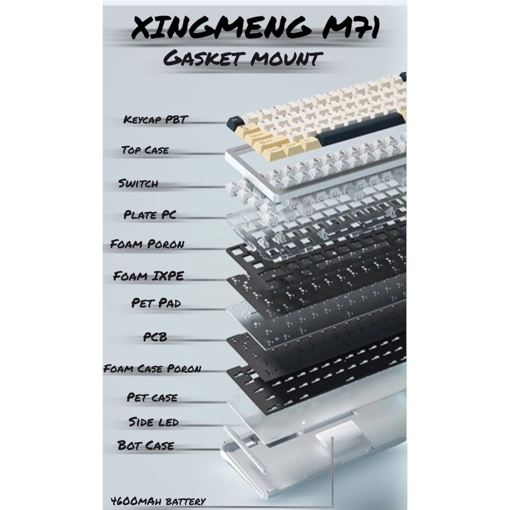 Bàn phím cơ Xinmeng XM M71 Nhôm CNC 3 Mode LED NỀN + VIỀN RGB Hotswap 5 ...