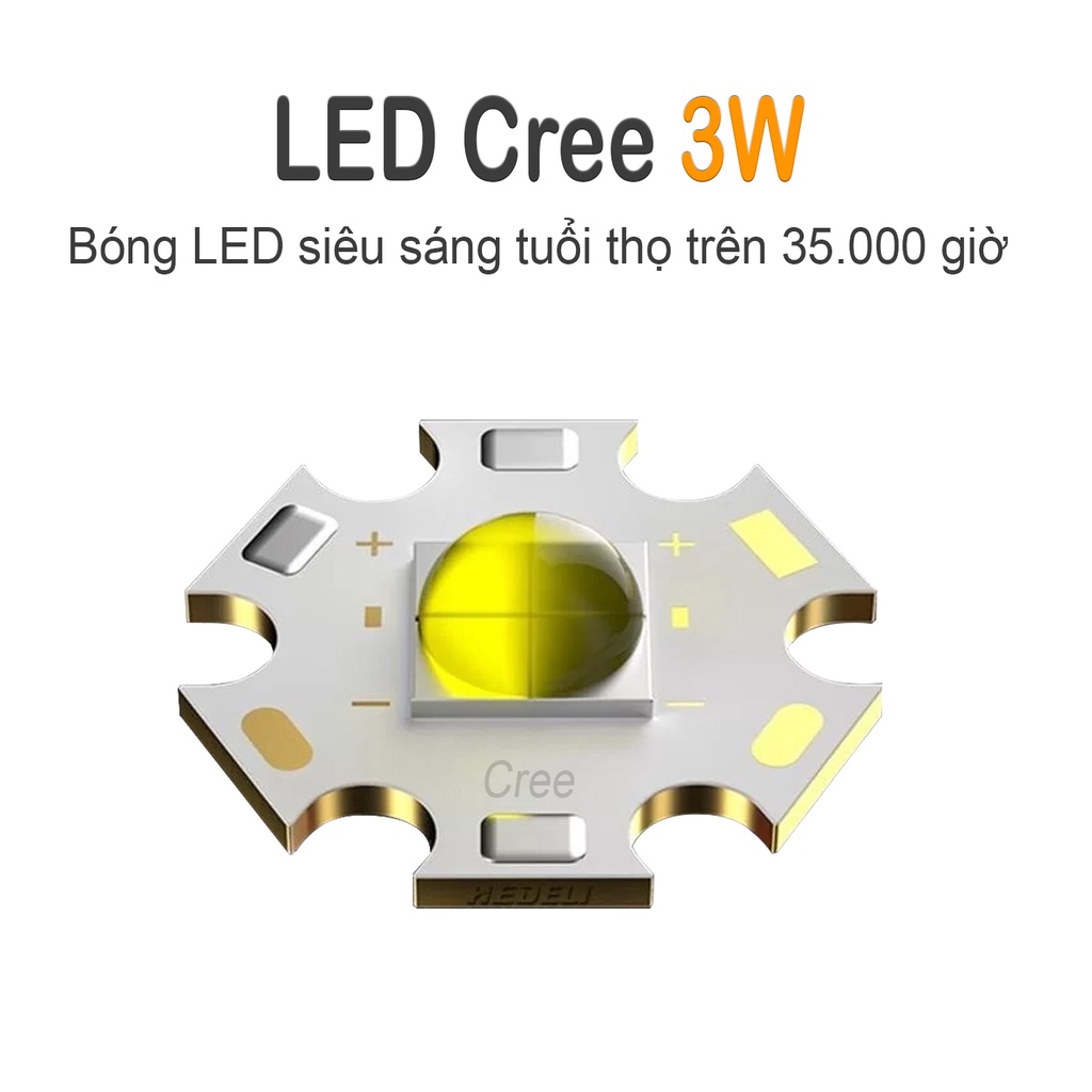 Bóng đèn LED Cree 1W, 3W, 5W siêu sáng, CRI>80, (Điện áp 3V - 5V,) Đã hàn sẵn đế tản nhiệt 20mm ...