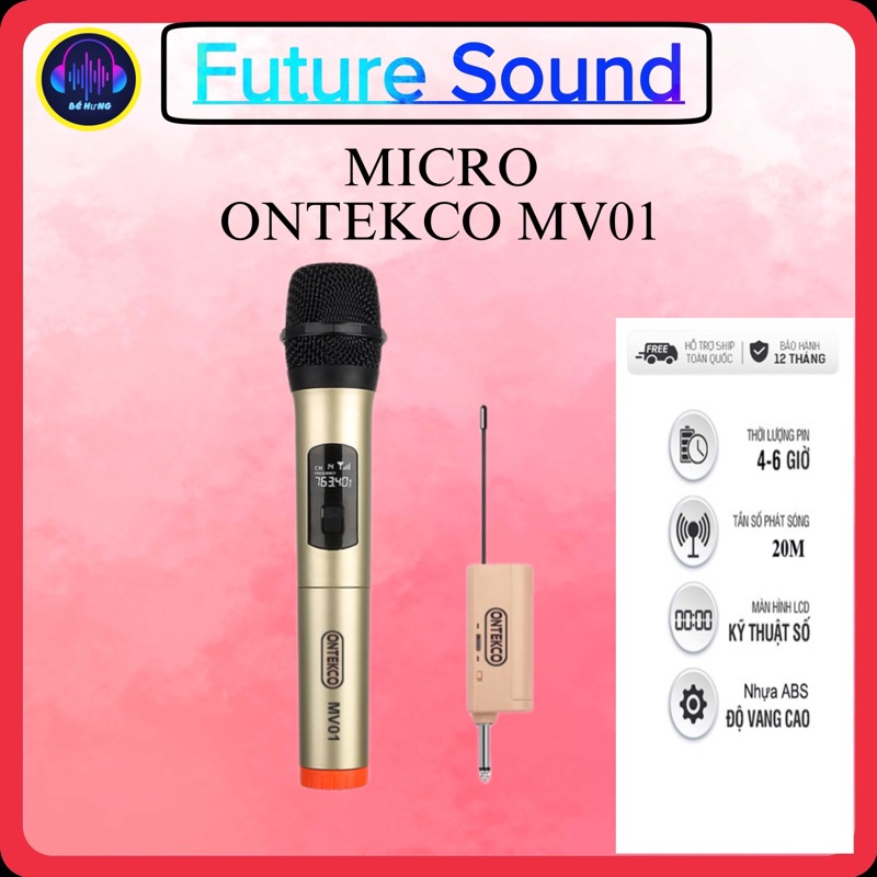 Bộ micro Không dây Karaoke MV01 cao cấp, hút âm, chống hú (1 Tay Mic) - Chuyên dùng cho amply ...