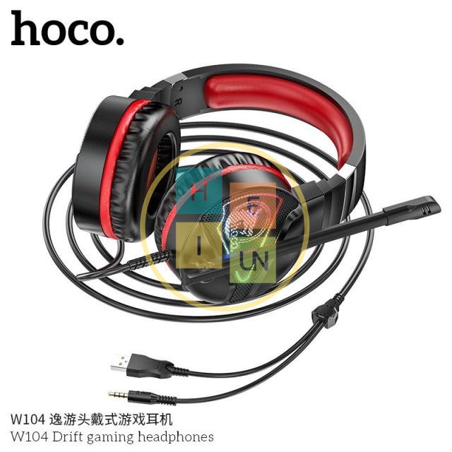 Tai nghe chụp tai gaming hoco W104- có mic rời, dây cắm rời- Hàng chính ...