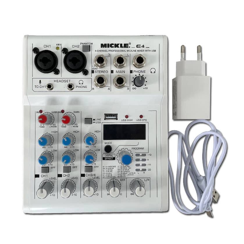 Bộ Mixer MICKLE E4 Mới Nhất Tích Hợp 88 hiệu ứng hát thu âm karaoke đều ...