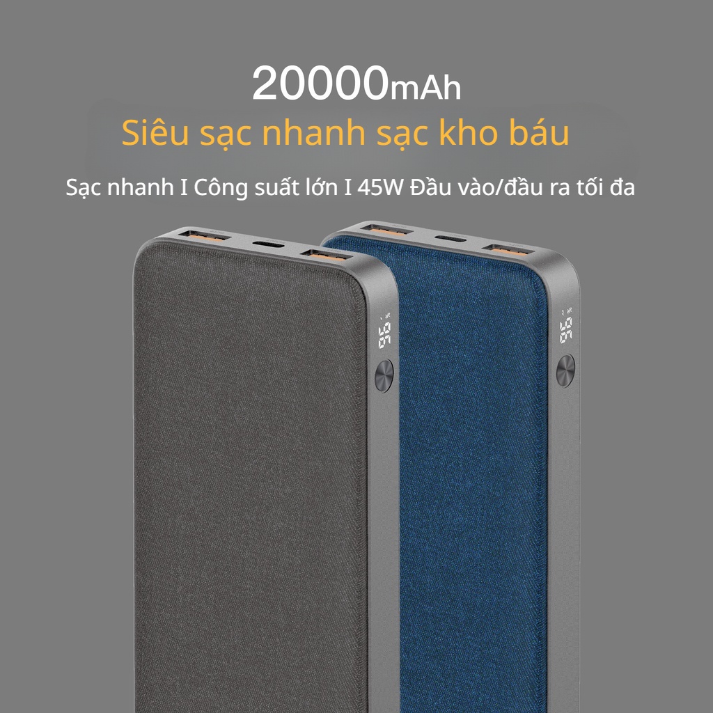 Orsen Pin Sạc Dự Phòng E45 20000mah QC4.0 PD 3.0 45W Cho Máy Tính | Gói Nguồn Hình Chữ c 100% ...