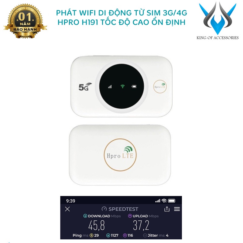 Phát wifi từ sim 4G LTE Hpro H191 sóng cực mạnh - Hỗ trợ vừa sạc vừa ...