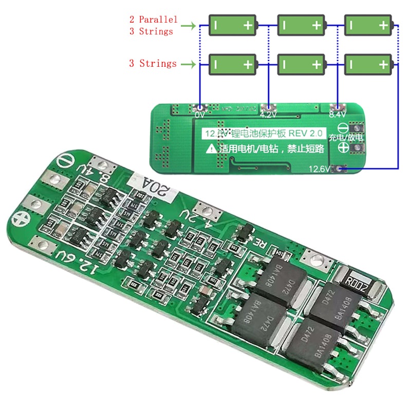 Bảng Mạch Sạc Pin Li-ion Lithium 18650 3S 20A BMS 12.6V Lipo Cell ...