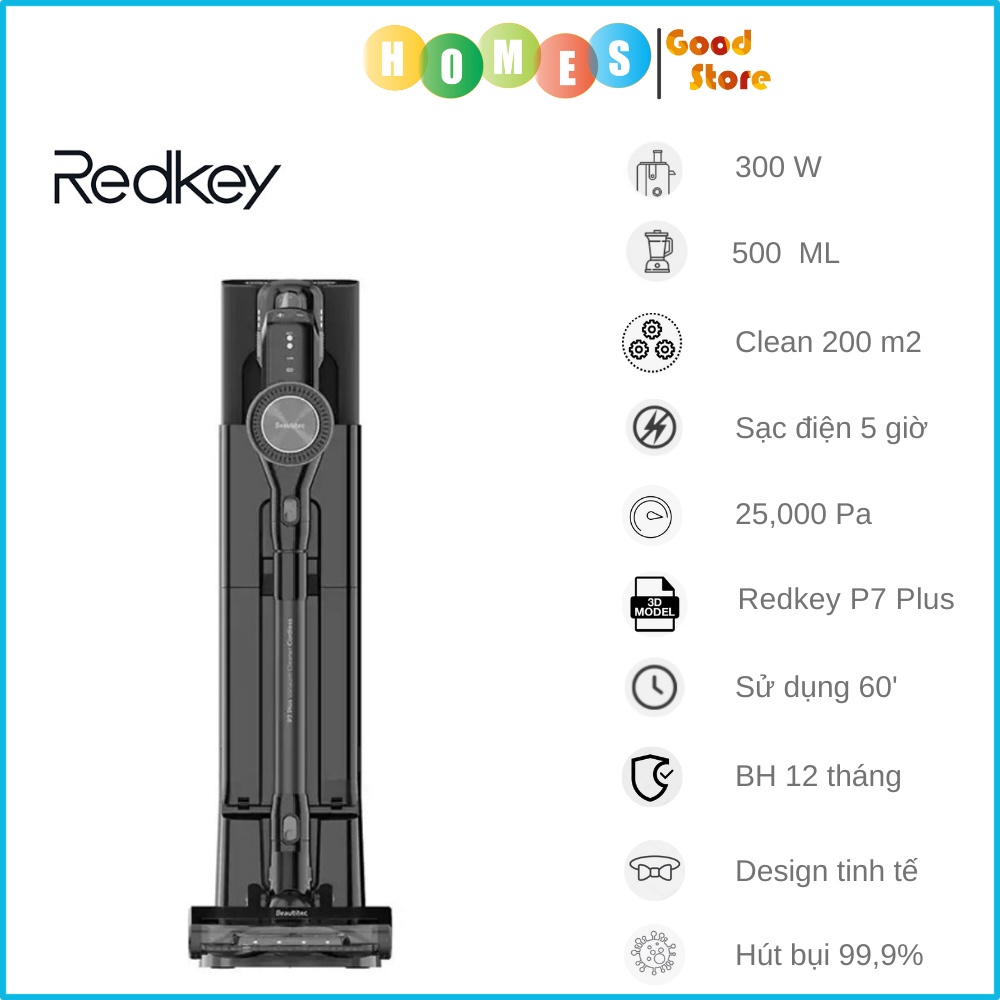 Máy hút bụi cầm tay Redkey P7 Plus – Lực hút khủng 25.000pa công suất 350w/Redkey P7 Pin tháo ...