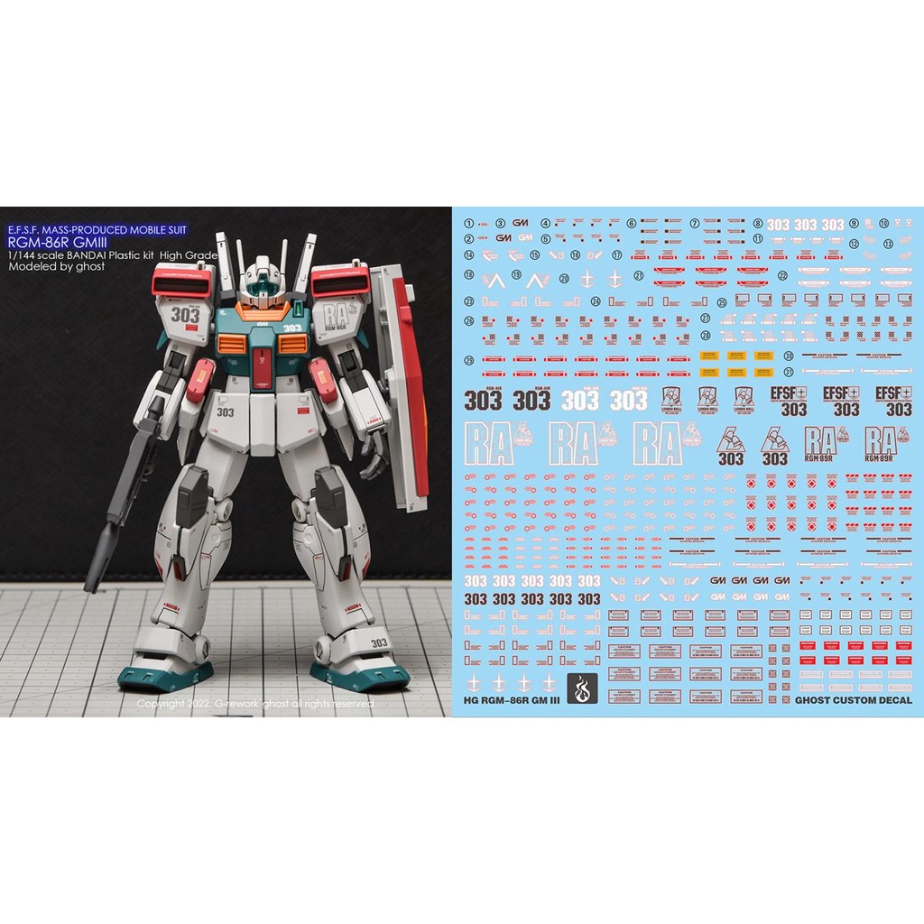 YAN GHOST HGUC 1/144 RGM-86R GM III GM3 Water Slide Decal | Shopee Việt Nam