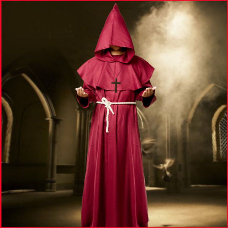 Medieval Monk Robe Pastor Dress Up Priest cos Costume Halloween Cloak ...