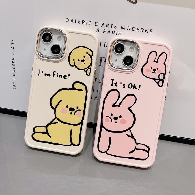 Iphone cute puppy pink bunny couple cartoon phone case for 7 7plus 8 ...
