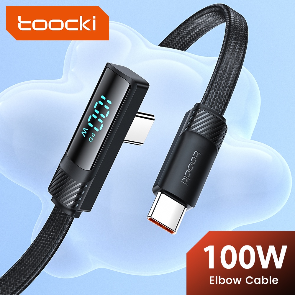 Cáp Sạc Nhanh Toocki 100W USB Type C Sang Type C 90 Độ Màn Hình Kỹ Thuật Số 7A | Shopee Việt Nam