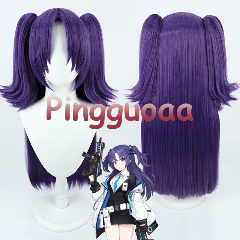 Blue archive hayase yuka cosplay tóc giả 80 cm màu tím ponytails tóc ...