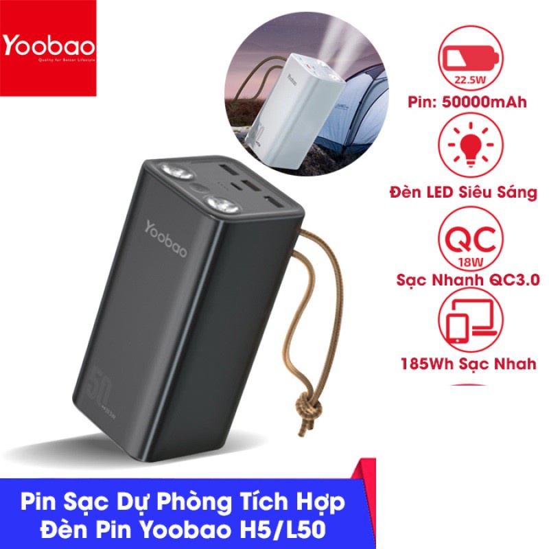 Pin sạc dự phòng Yoobao H5/L50 dung lượng 50000 mAh/sạc dự phòng 42000mAh Yoobao EN1 cổng ra ...
