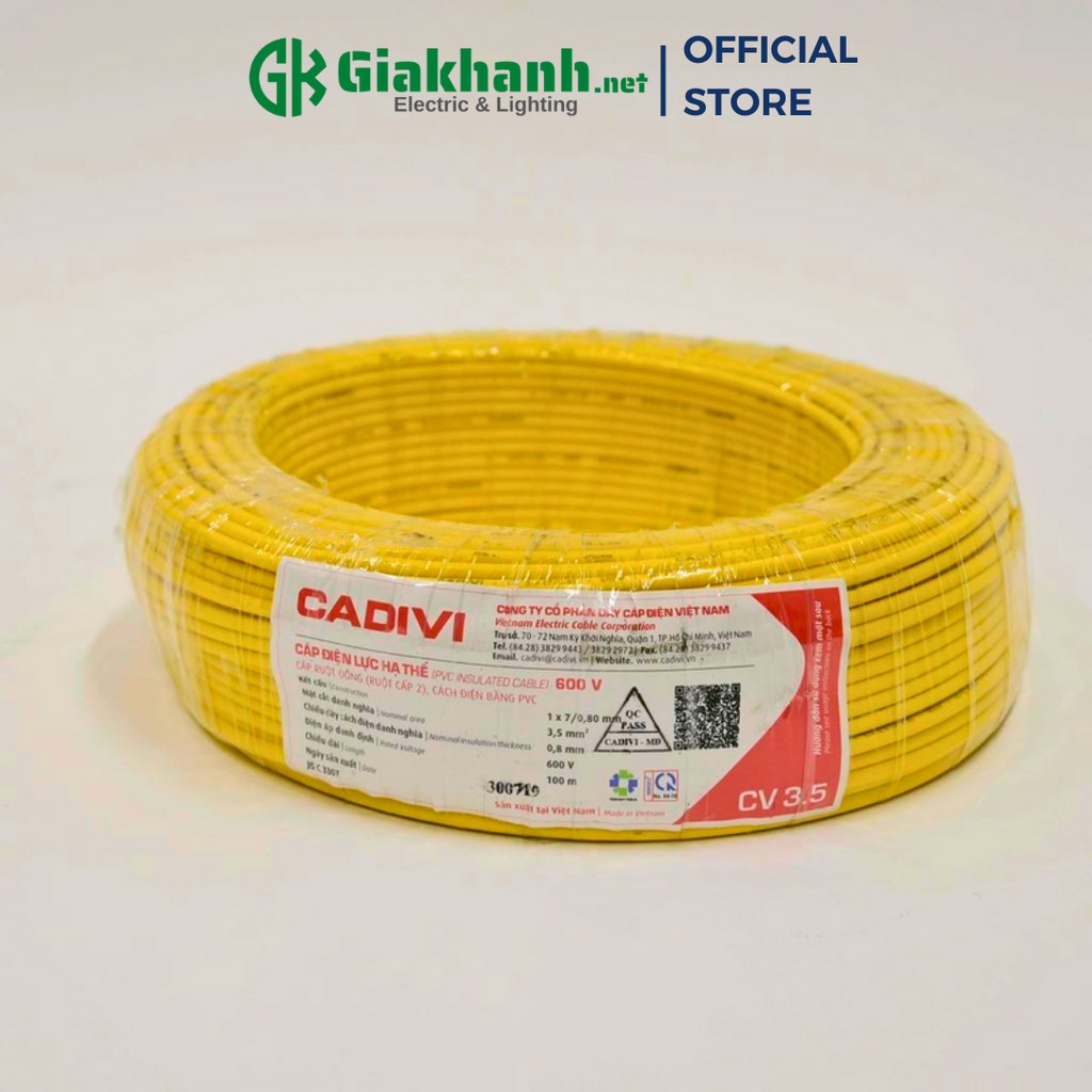 Dây Điện Đơn 1 Lõi, 1 Lớp Cách Điện Cadivi CV 3.5 – 0,6/1kV 3.5 mm2 | Shopee Việt Nam