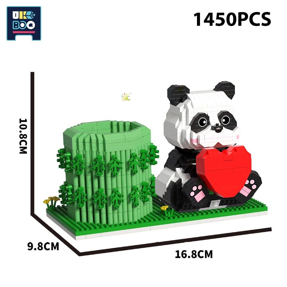 Panda Creative Microblocks Animal Dễ thương Bamboo Panda Pen Holder DIY ...