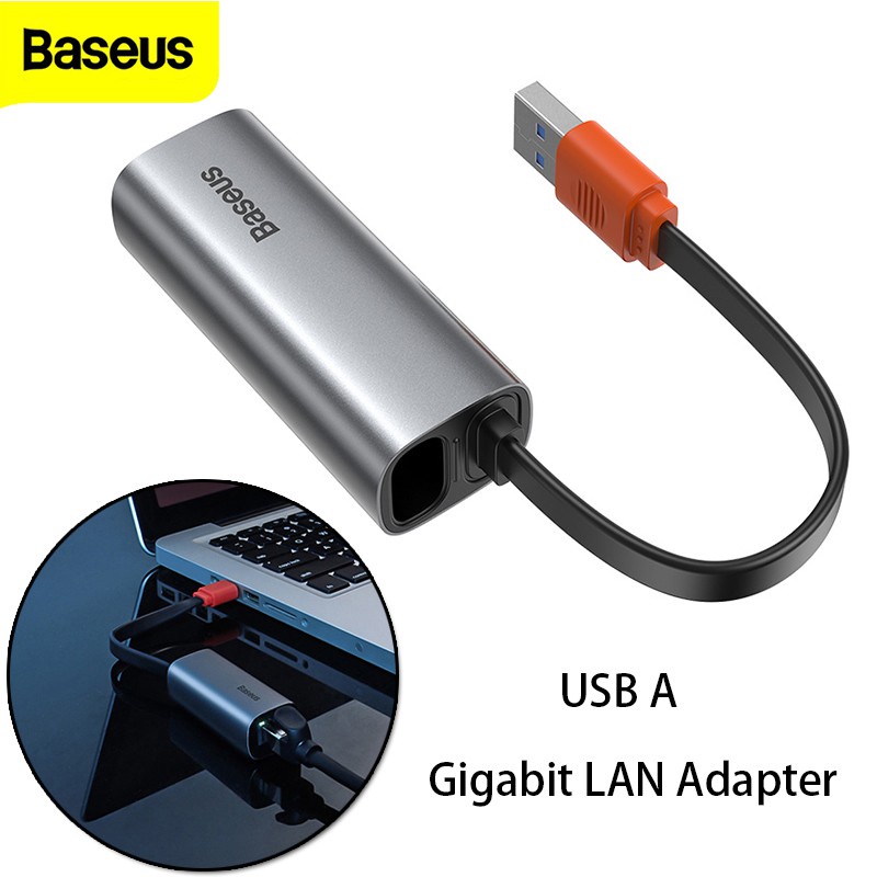 Hub chuyển đổi 2in1 Baseus Steel Cannon Series USB A Gigabit LAN ...