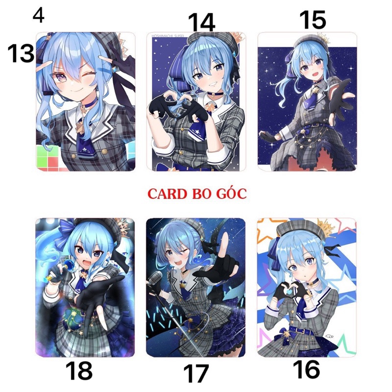 Thẻ card hình Suisei Hololive 6 ảnh bo góc/ Card bo góc Hoshimachi ...