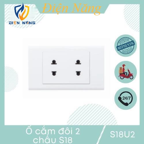 Ổ cắm đôi 2 chấu 16A SINO S18U2 dòng S18 ( 120x70 ) | Shopee Việt Nam