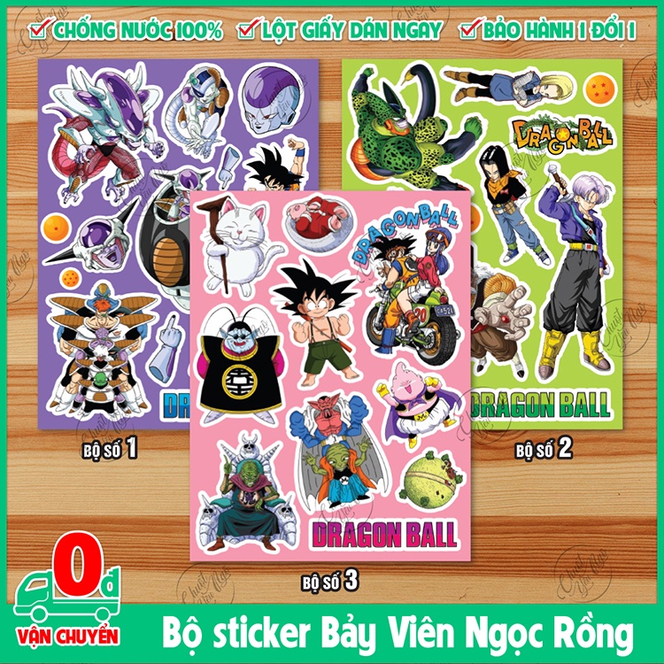 Bộ sticker hình dán Son Goku Kakarot Dragon Ball 7 viên ngọc rồng trang ...