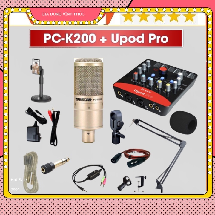 Bộ Combo Mic Thu Âm Hát Livestream Sound Card Icon Upod Pro Mic Takstar ...