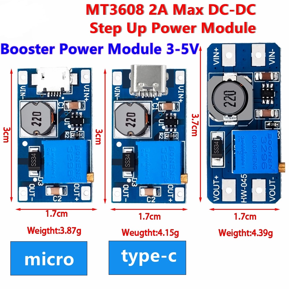 Bảng Mạch Tăng Áp MT3608 Type-c / micro 2A MAX DC-DC MAX 28V 2A Cho Arduino | Shopee Việt Nam