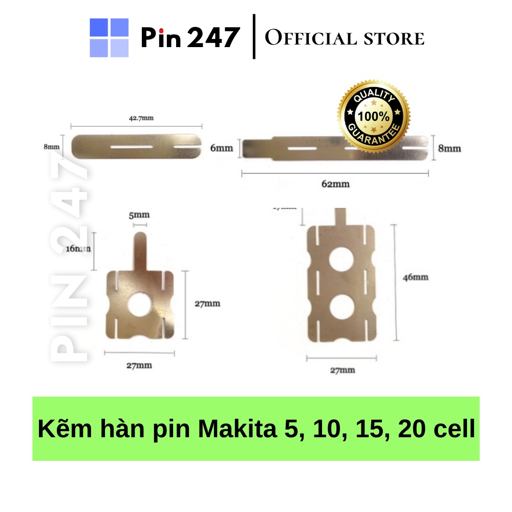 Kẽm hàn pin Makita (loại 1 có mạ niken ) 5, 10, 15, 20 cell dầy 0.18mm ...